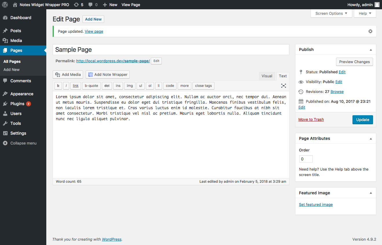 Notes Widget Wrapper PRO – Web Rockstar